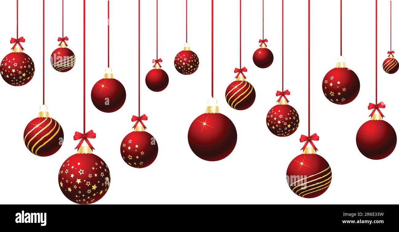 Hanging Christmas baubles on a white background Stock Vector Image ...