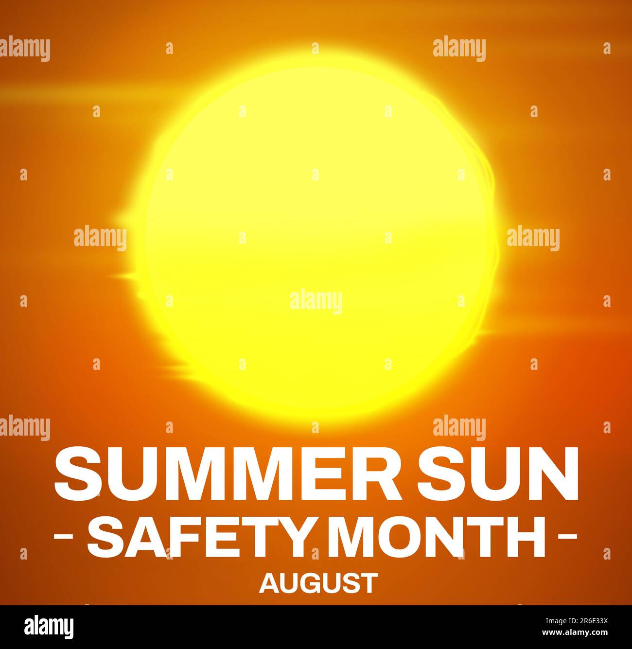Summer Sun safety month background with glowing sun and white ...