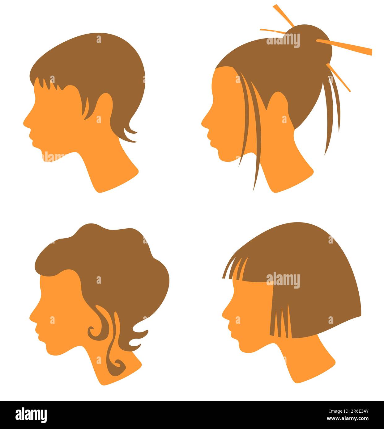 Four female heads with red hair and different hairdresses - short, long ...