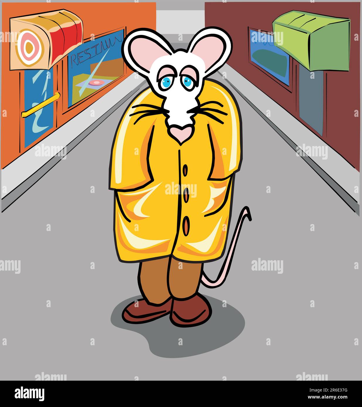 Lonely mouse walking in the middle of a street (Cartoon type Stock ...