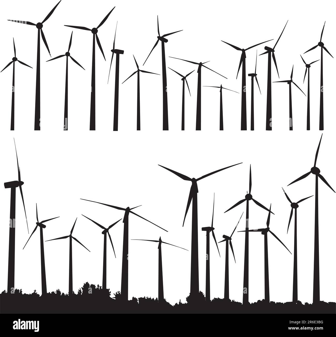 Vector silhouette of wind generators or wind turbines Stock Vector ...