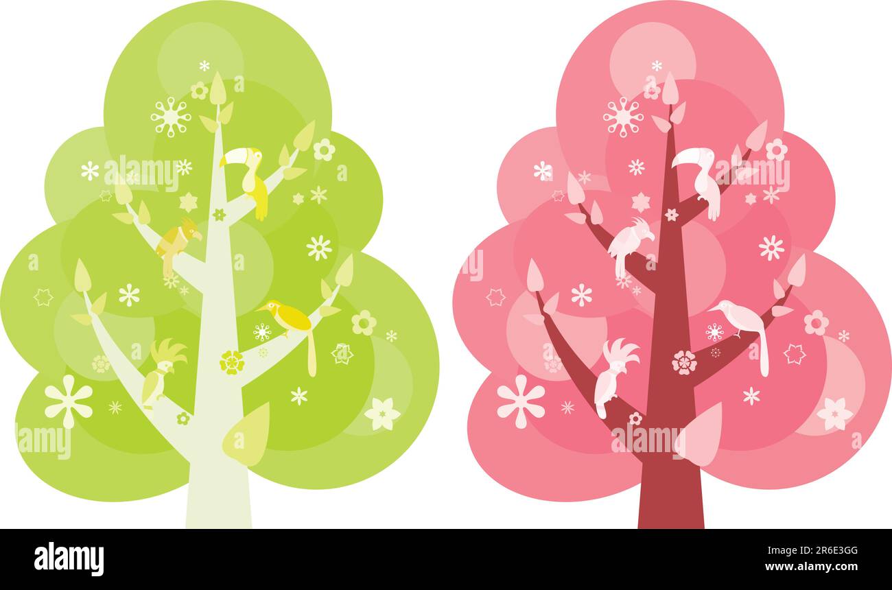 Bird tree Stock Vector Images - Alamy