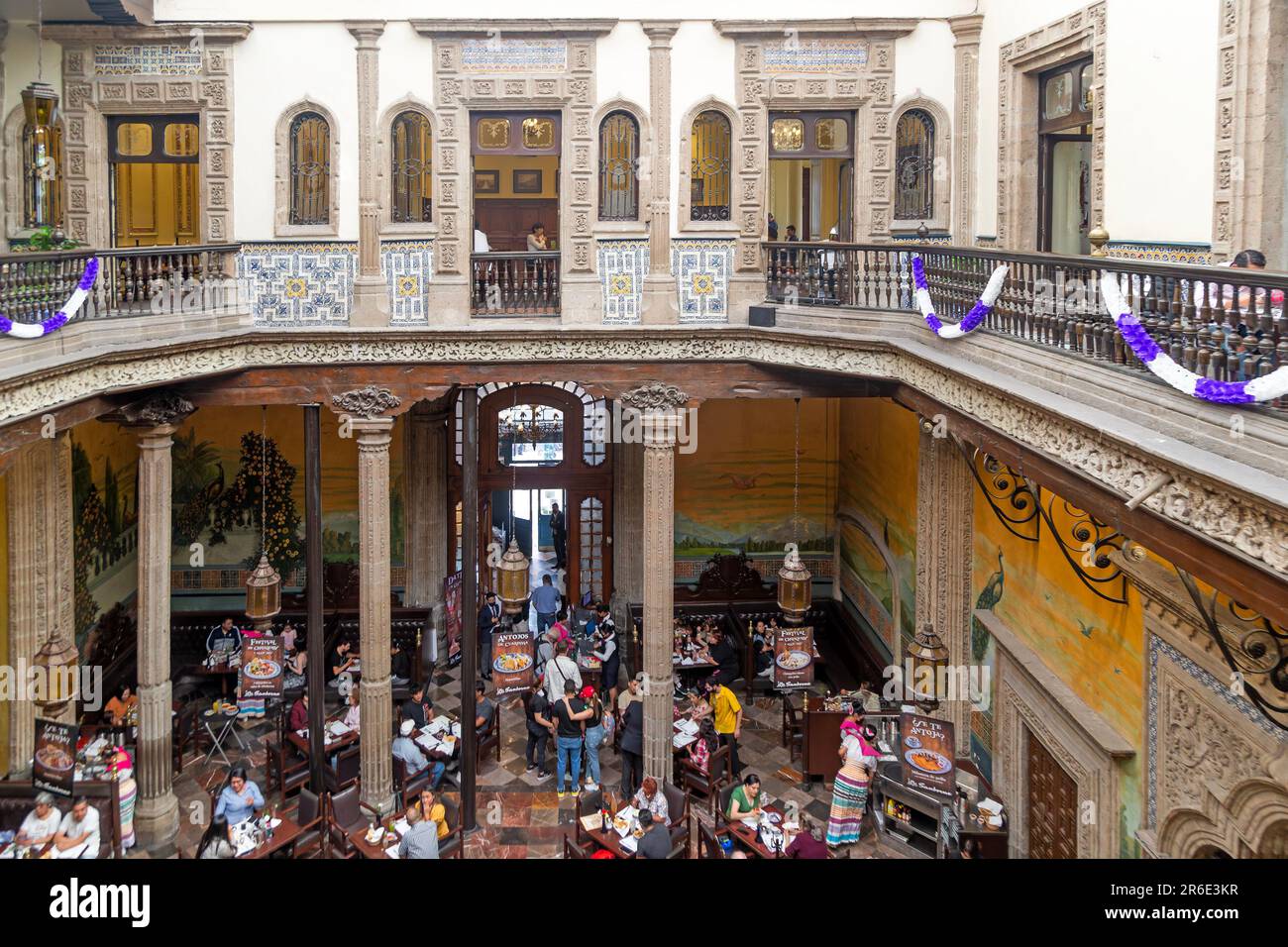 Interior of Sanborns restaurant in courtyard of Casa de los Azulejos ...