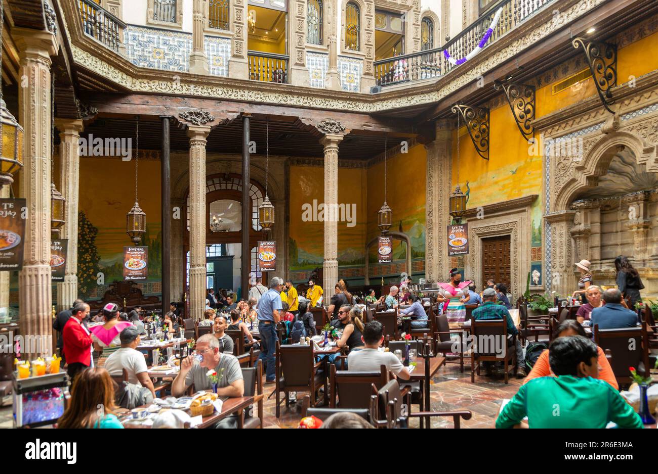 Interior of Sanborns restaurant in courtyard of Casa de los Azulejos ...