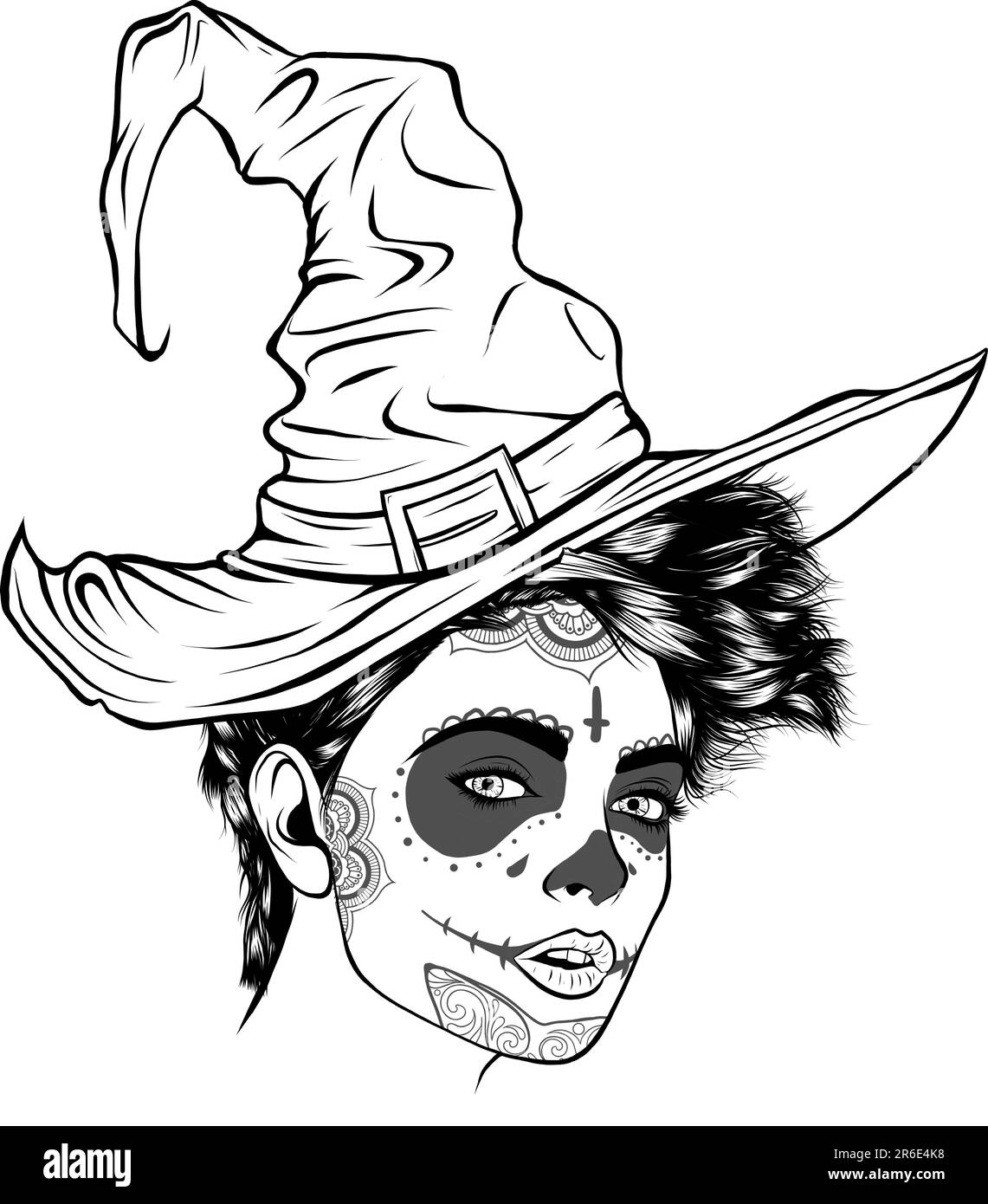 Pretty Witch Face Drawing