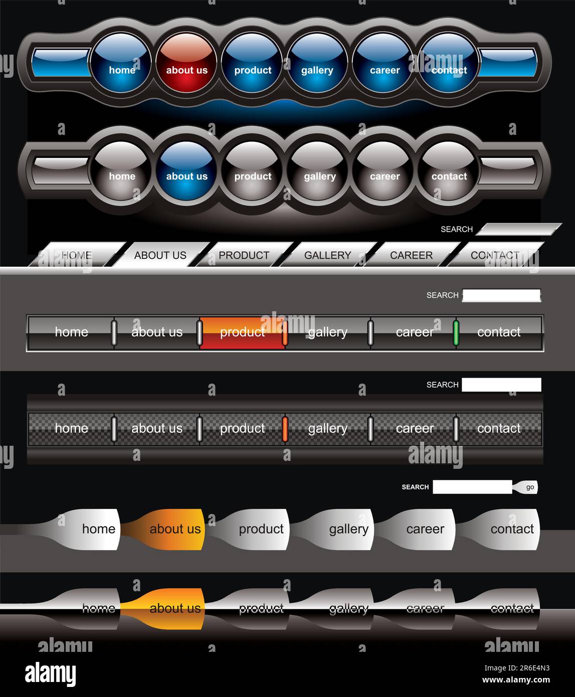 Black menu buttons navigation template Stock Vector Image & Art - Alamy