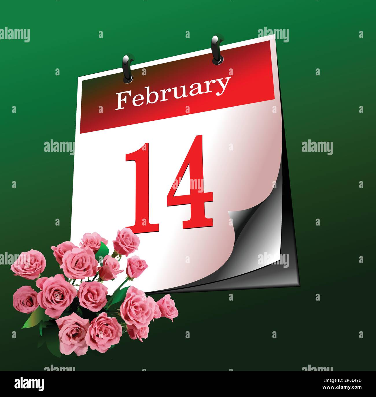 Valentine`s Day calendar page. Vector illustration. Cover Stock Vector ...
