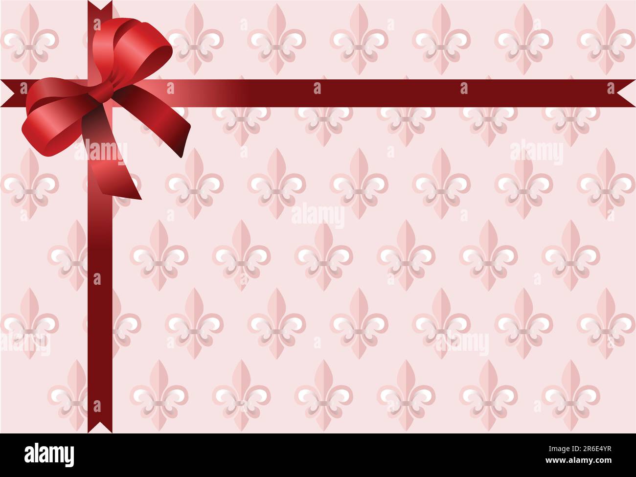 Page corner with red ribbon and bow on royal lily pink background ...