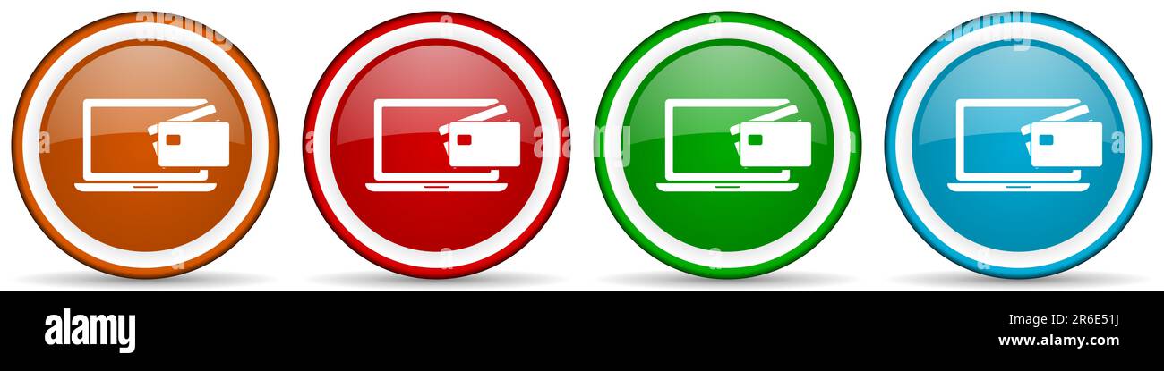 Online, mobile payment glossy icons, set of modern design buttons for ...