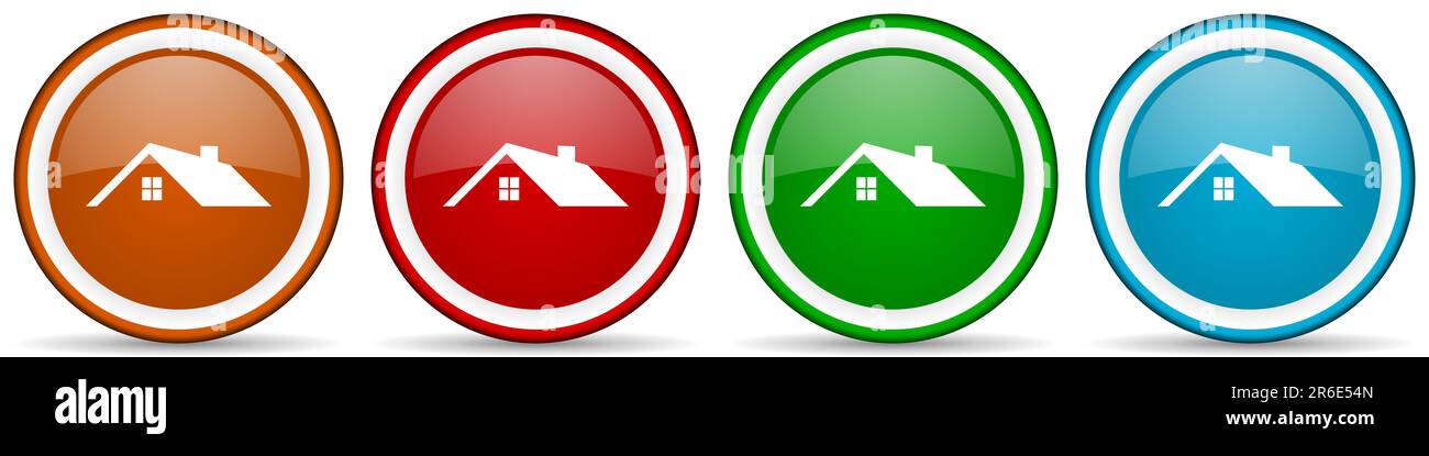 House, home, real estate concept glossy icons, set of modern design ...