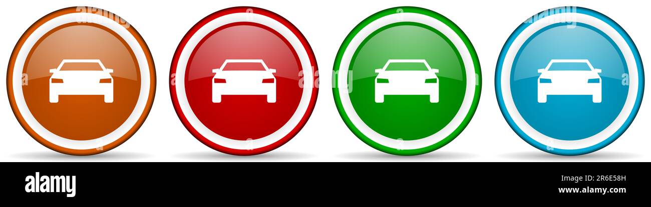 Auto, transport, transportation, car glossy icons, set of modern design ...