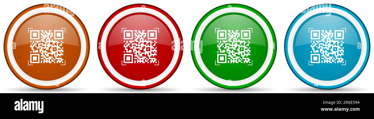 Qr code, shopping glossy icons, set of modern design buttons for web ...