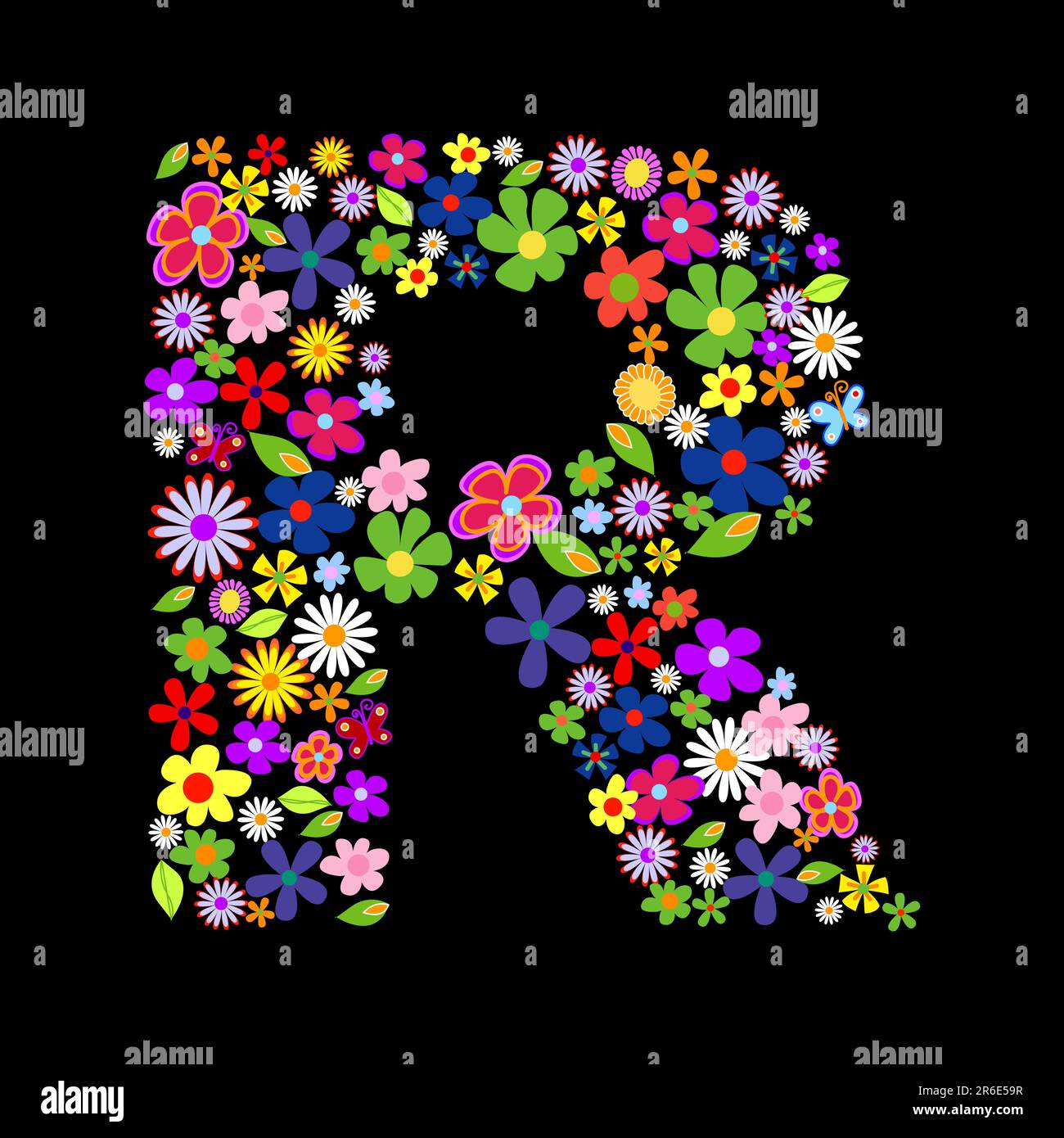 Vector flower font, letter R Stock Vector Image & Art - Alamy