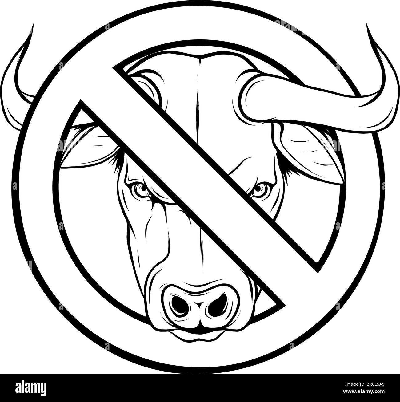 monochrome prohibited sign of bull head on white background Stock ...