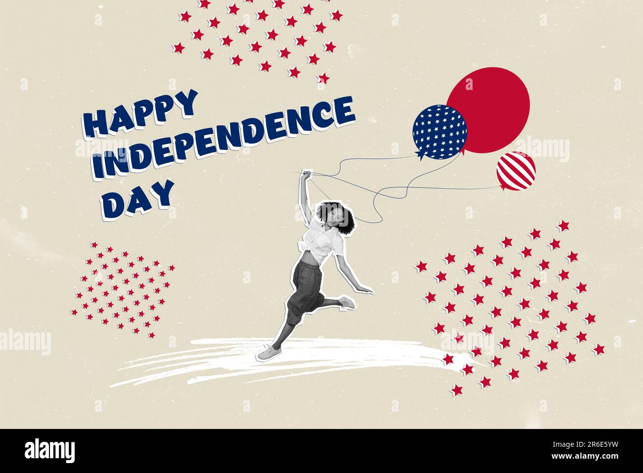 Collage illustration postcard banner happy independence day united ...