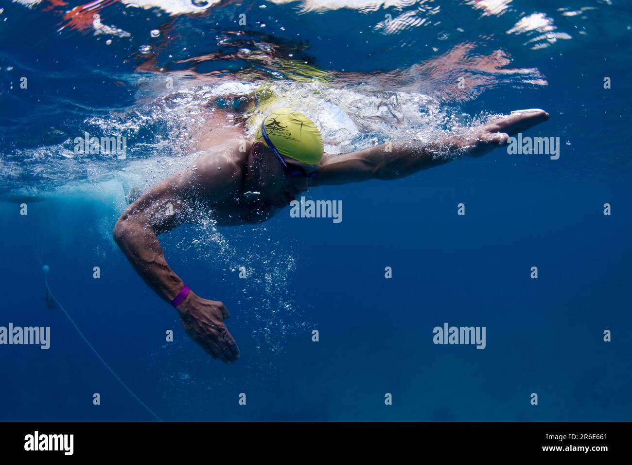 A swimmer competes in the Mana Island Ocean Swim off the Mana Island ...