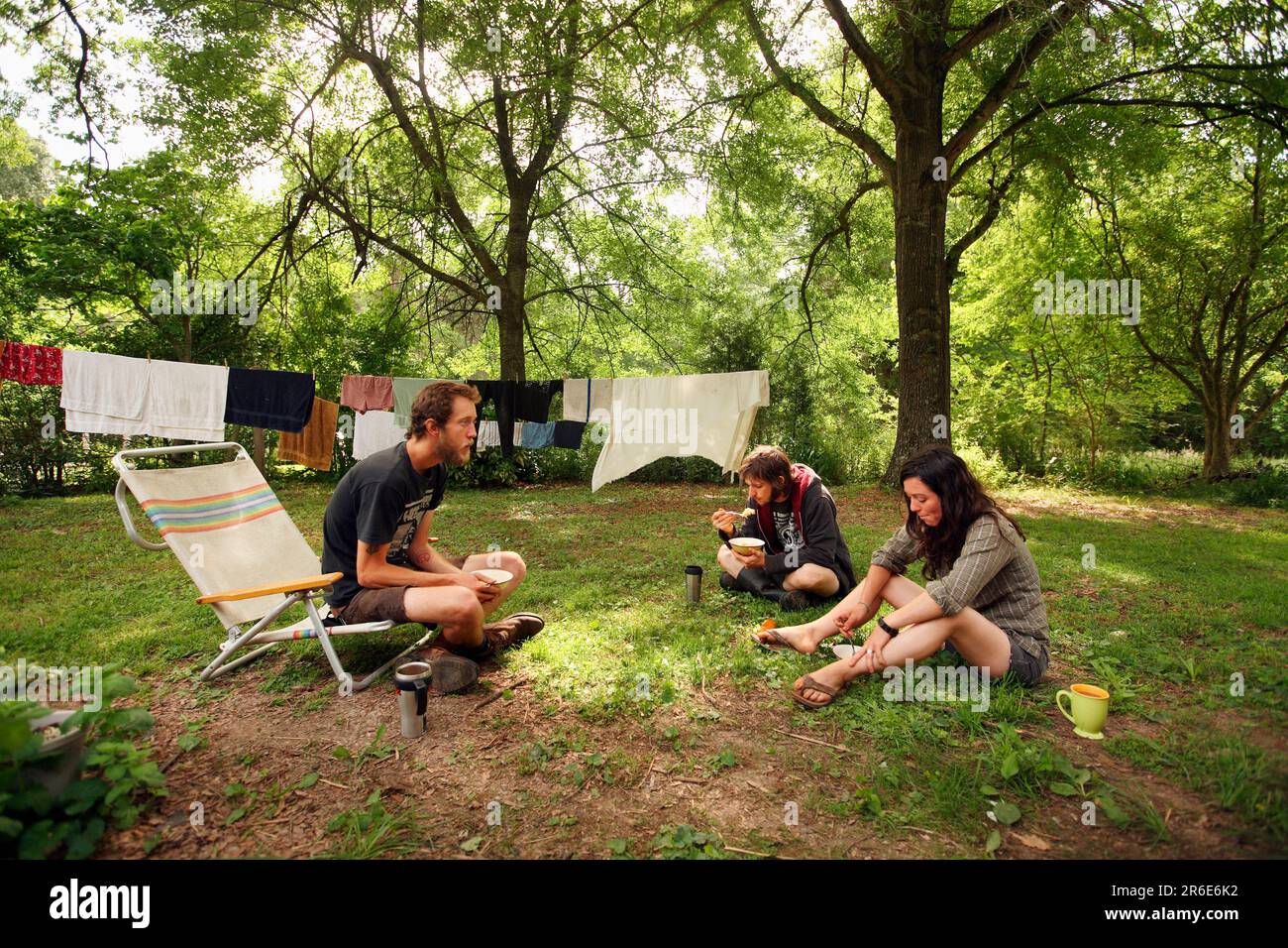 Eating breakfast at the farm at Circle Acres Stock Photo - Alamy