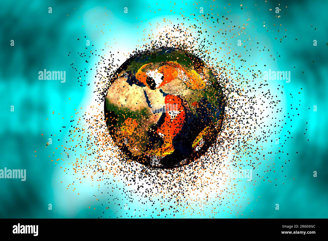 Earth destruction, illustration. Conceptual image showing destruction ...