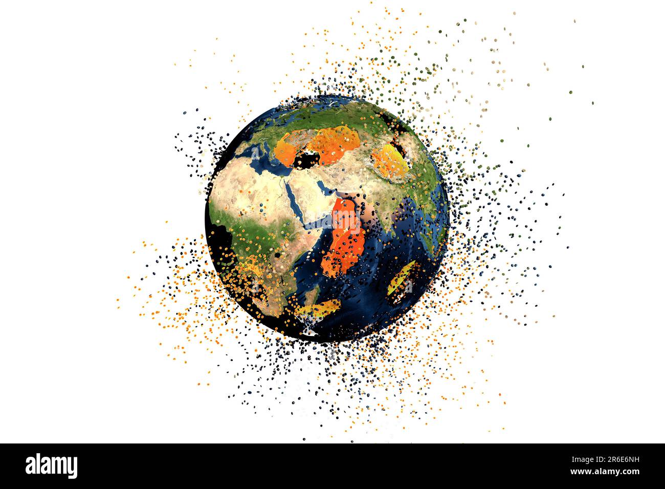 Earth destruction, illustration. Conceptual image showing destruction ...