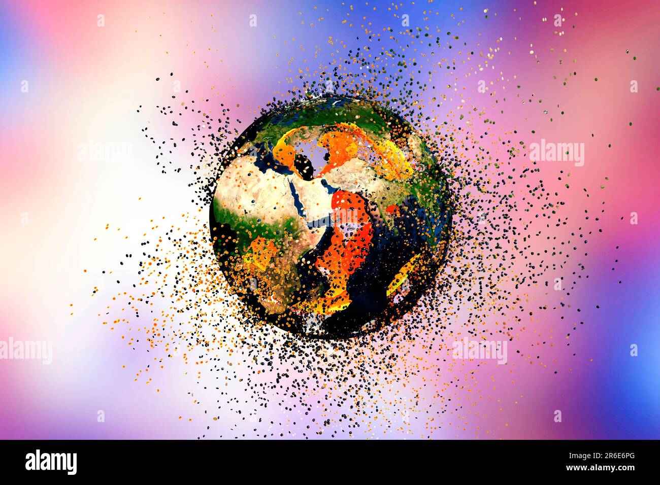 Earth destruction, illustration. Conceptual image showing destruction ...