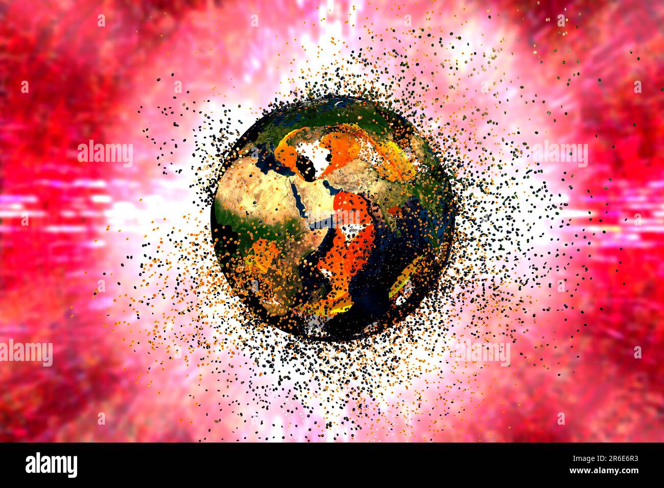 Earth destruction, illustration. Conceptual image showing destruction ...