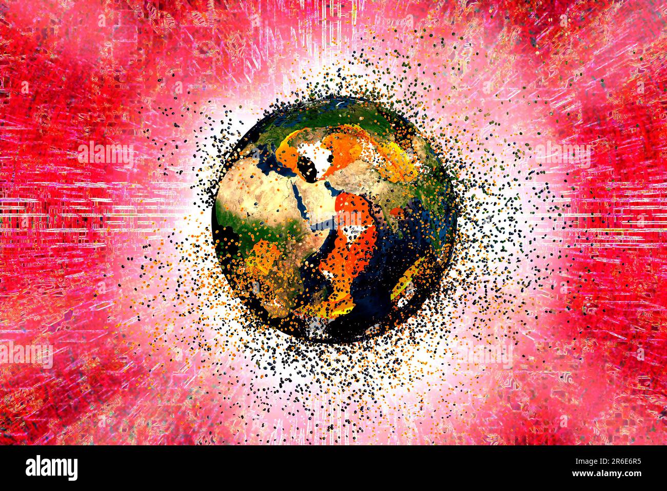 Earth destruction, illustration. Conceptual image showing destruction ...