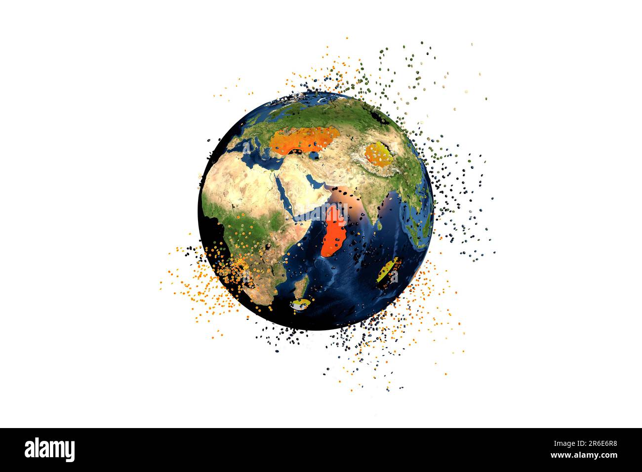 Earth destruction, illustration. Conceptual image showing destruction ...