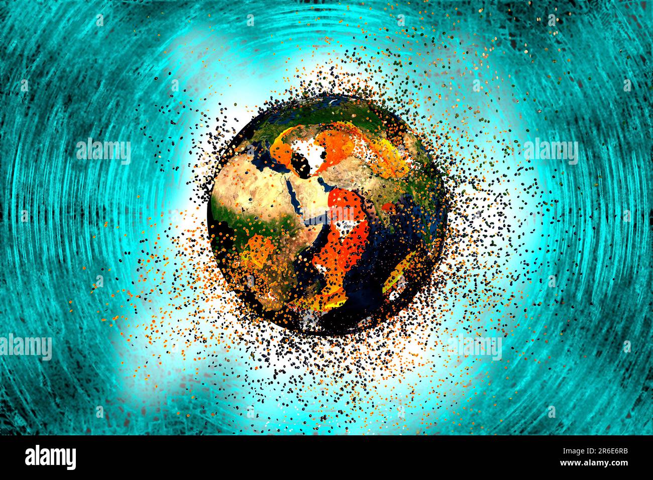 Earth destruction, illustration. Conceptual image showing destruction ...