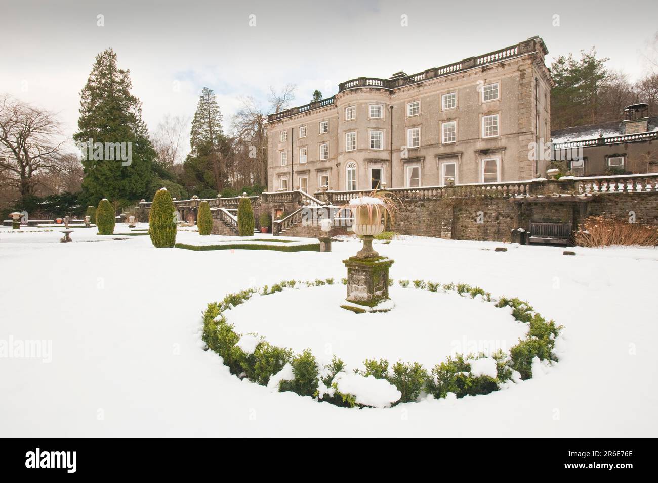 Rydal Hall and gardens in snow near Ambleside, Lake District, UK Stock ...