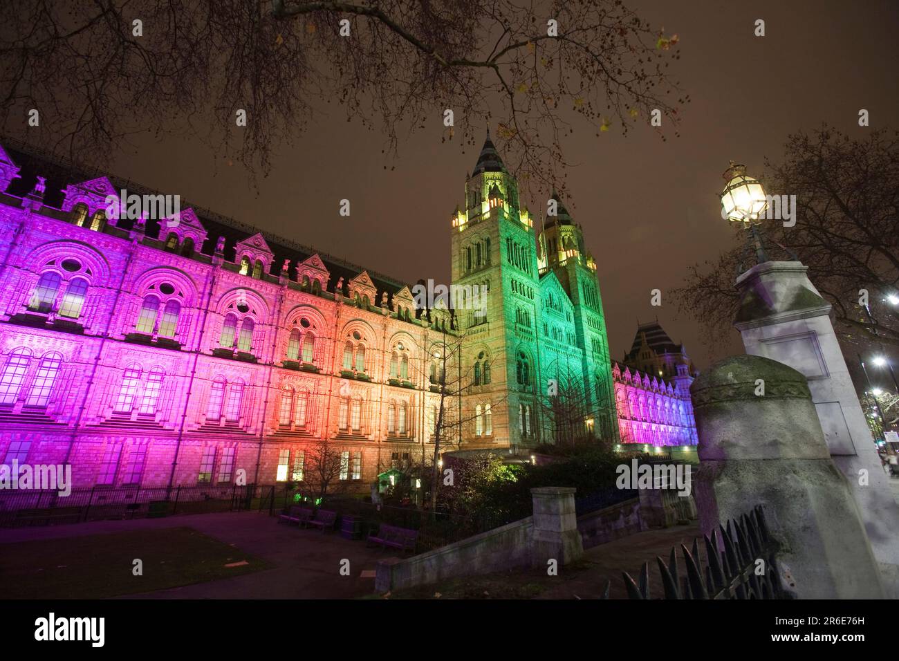 The Natural History Museum illuminated at night in London, UK Stock ...