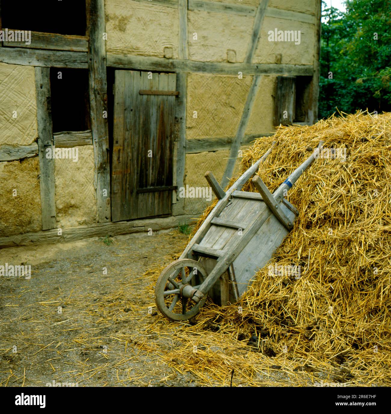 Barrow on the dung heap, farm Stock Photo - Alamy