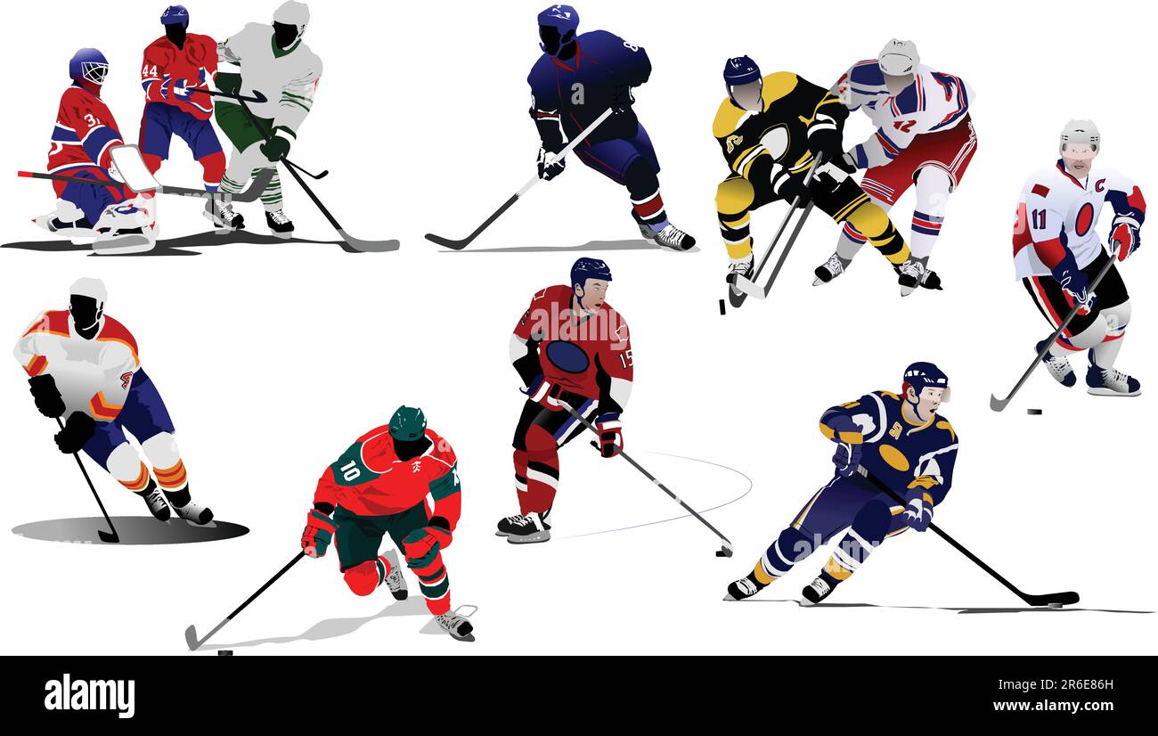 Ice hockey players. Colored Vector illustration for designers Stock ...
