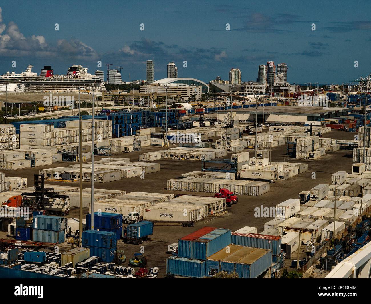 Shipping Containers in bulk stacks and sections - Miami Port USA. Views ...