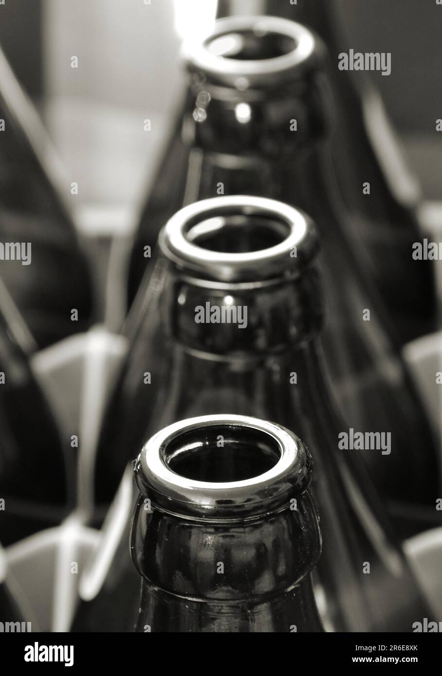 Empty beer bottles in a beer crate Stock Photo - Alamy