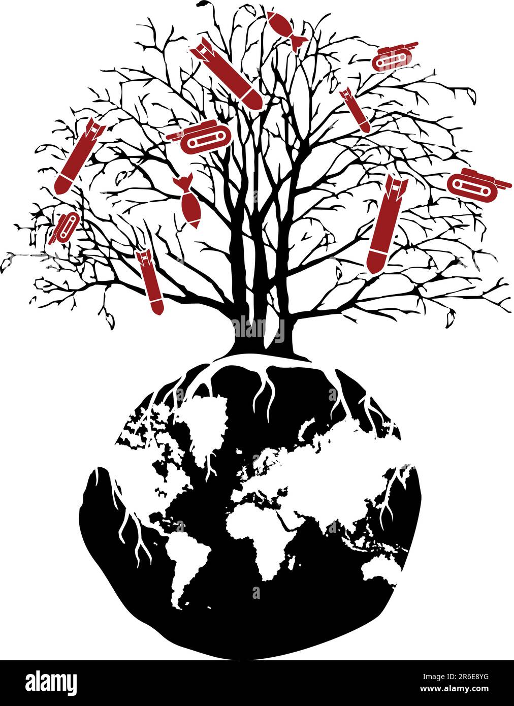 Tree war whit roots in a violent world Stock Vector Image & Art - Alamy