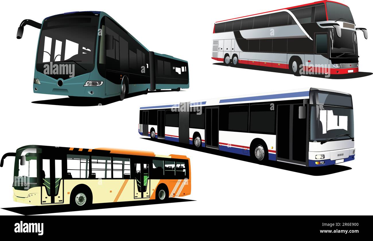 Four city buses. Vector illustration Stock Vector Image & Art - Alamy