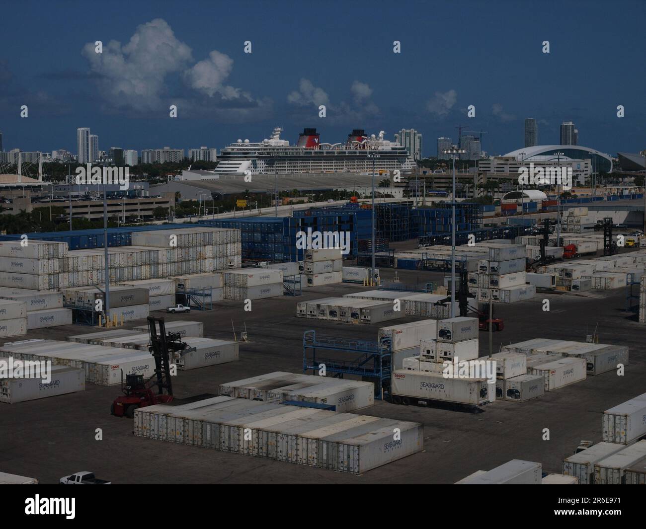 Shipping Containers in bulk stacks and sections - Miami Port USA. Views ...