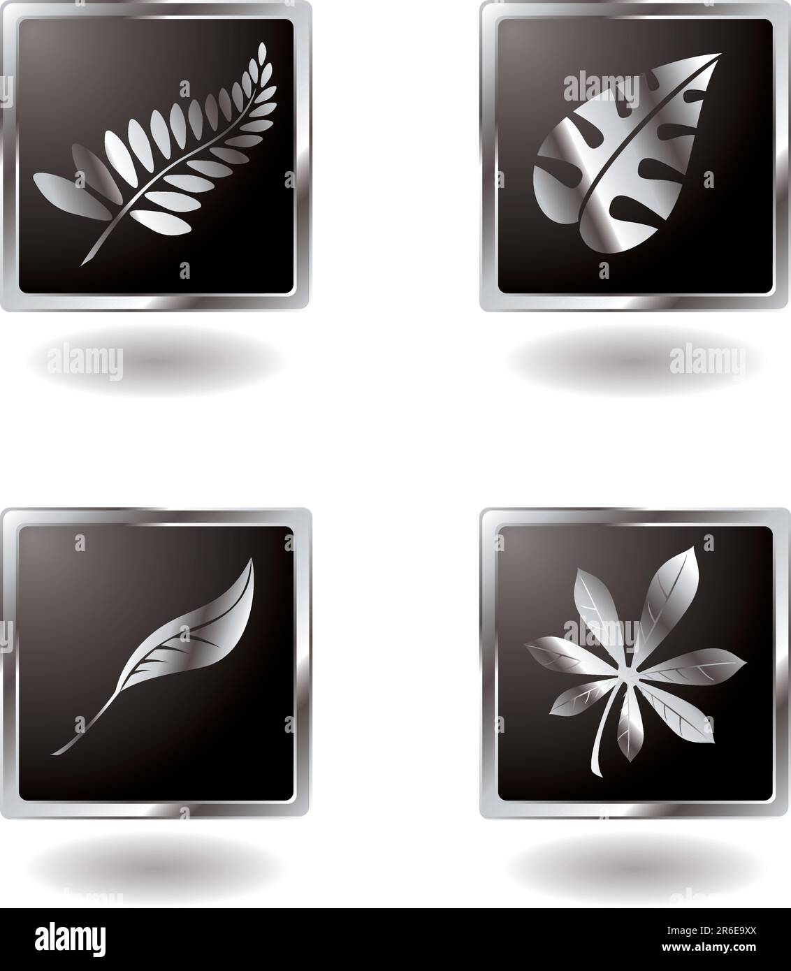 Illustrated leaf button variation with a metallic bevel Stock Vector ...