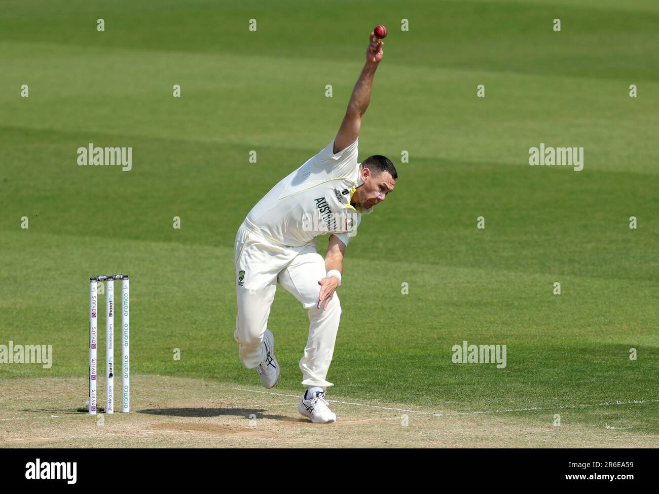 Australia's Scott Boland in action during day three of the ICC World ...