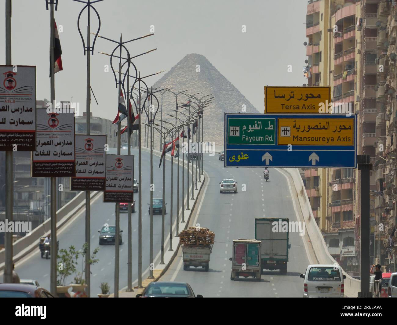 landscape of cairo in egypt with the pyramids in the background Stock ...