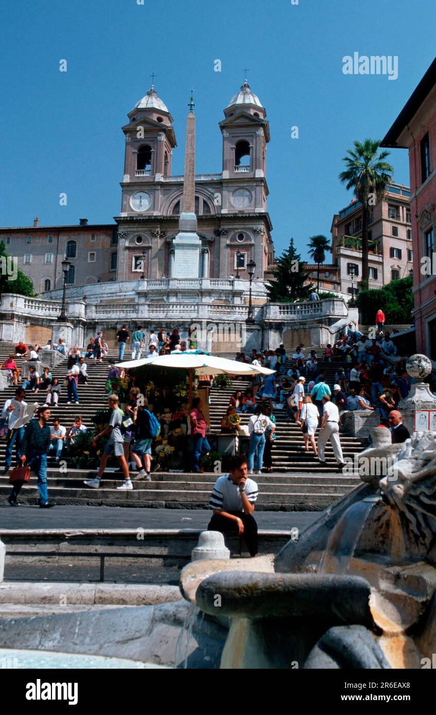 Spanish Steps and church Trinita dei Monti, Rome, Italy, Europe ...