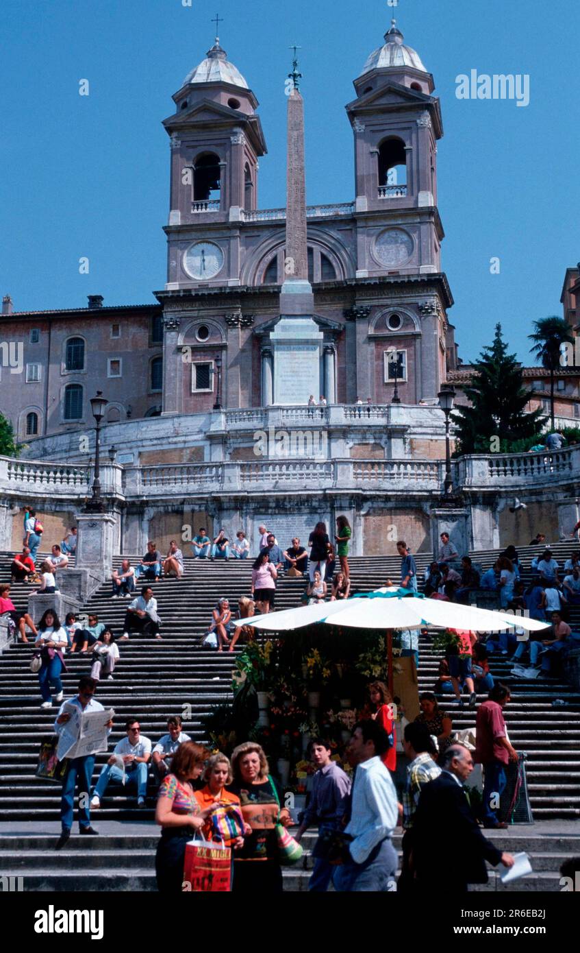 Spanish Steps and church Trinita dei Monti, Rome, Italy, Europe ...