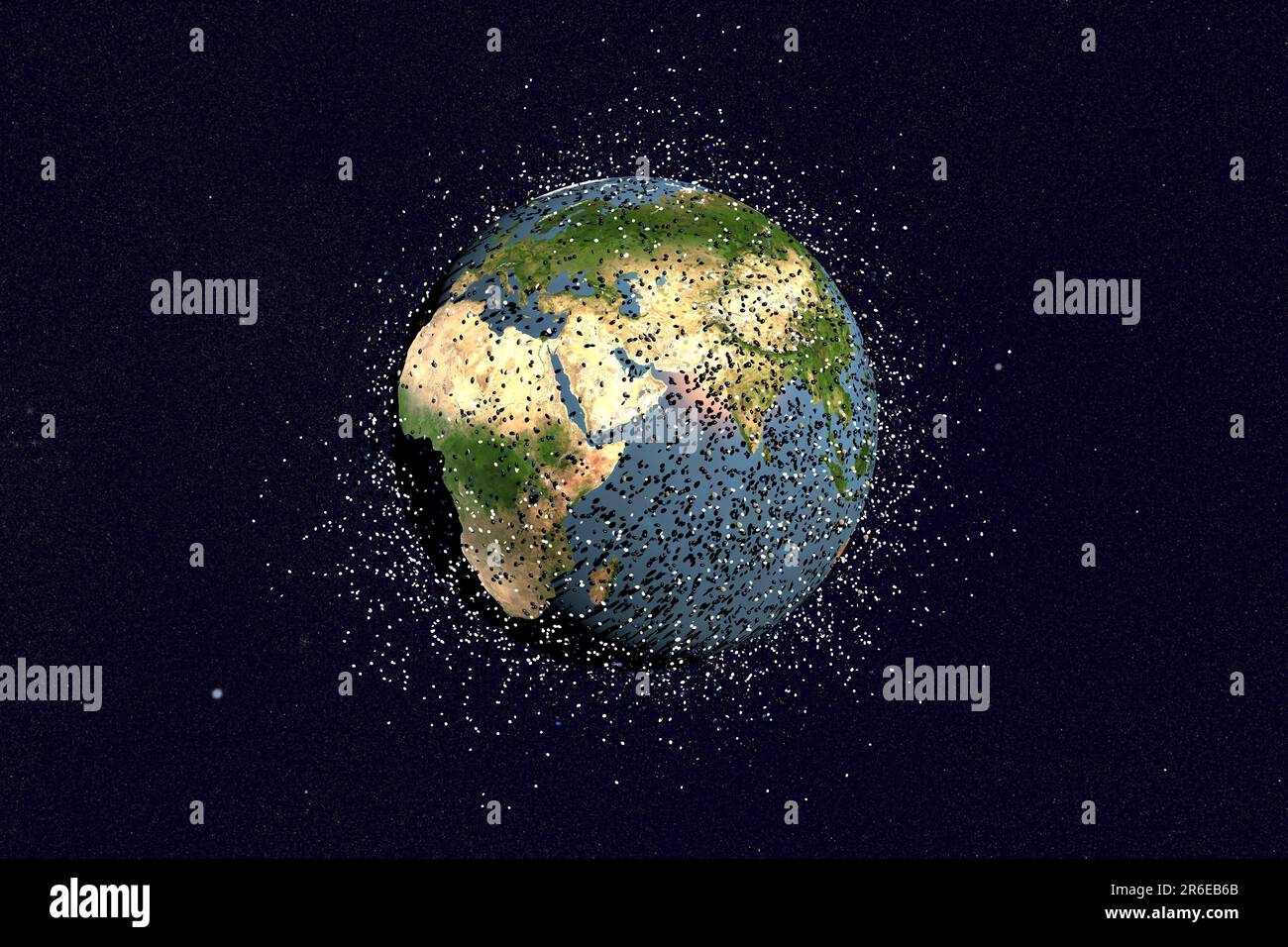 Space junk, conceptual computer artwork. Space junk, or space debris ...