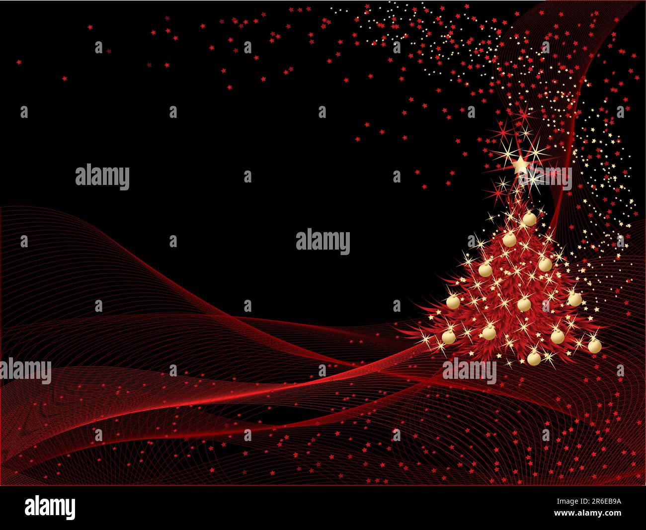 Christmas vector background with tree, stars and pattern Stock Vector ...