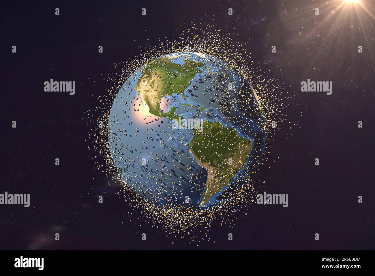 Space junk, conceptual computer artwork. Space junk, or space debris ...