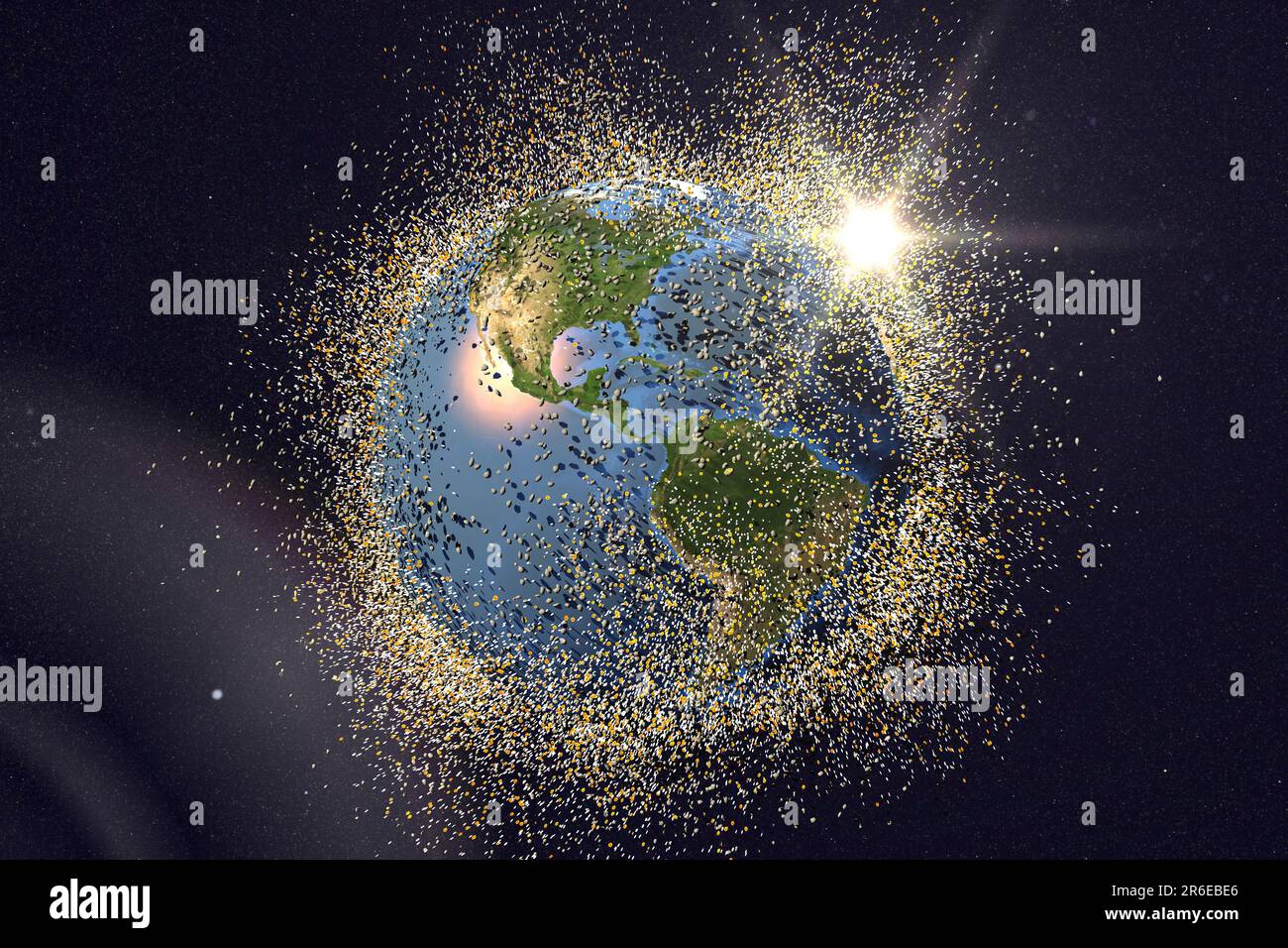 Space junk, conceptual computer artwork. Space junk, or space debris ...