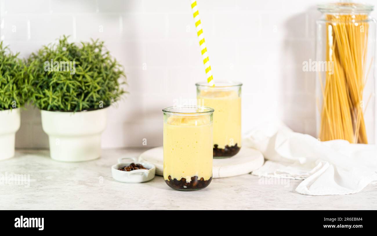 Mango boba smoothie Stock Photo - Alamy