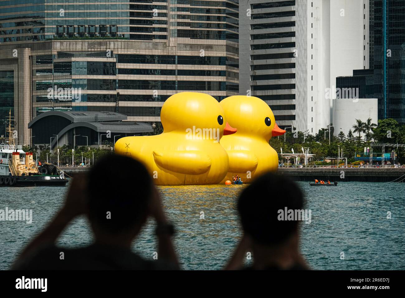 Hong Kong, China. 9th June, 2023. Two giant Inflatable Rubber Rucks are ...