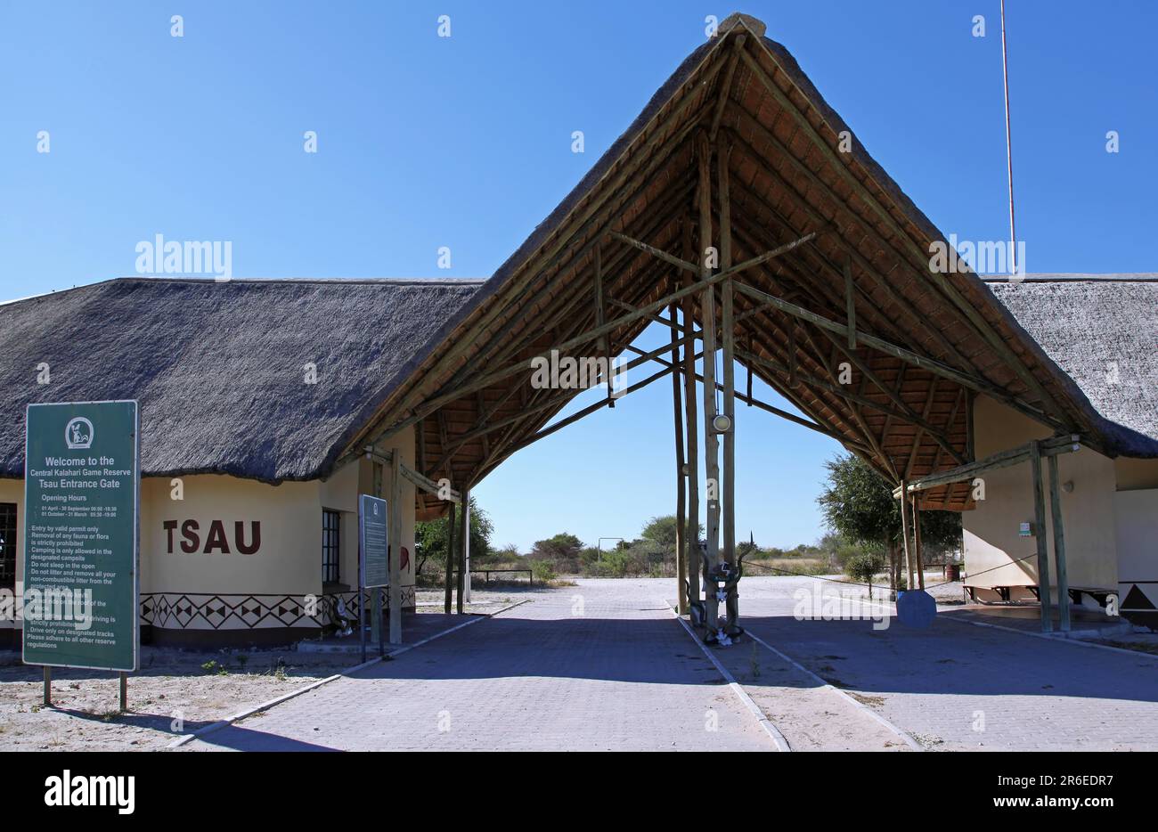 Tsau Entrance Gate, Central Kalahari Game Reserve CKGR. Botswana ...