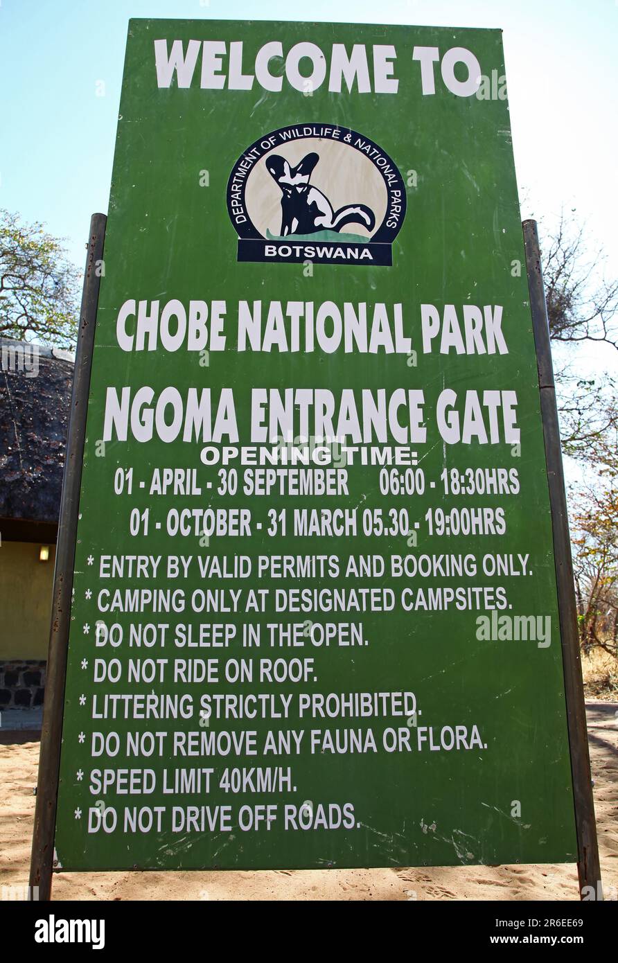 Ngoma Entrance Gate, Chobe National Park, Botswana, Botswana Stock ...